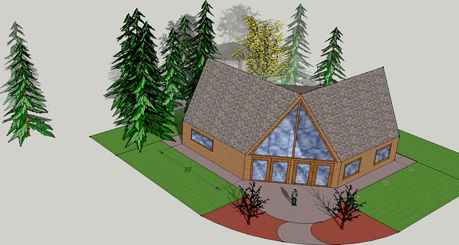 Double A Frame House 3d model