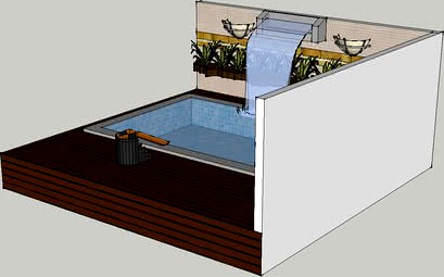 Pool With Slide And Waterfall 3d model