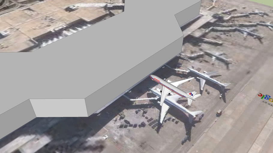 DFW International Airport Terminal D with Airplanes 3d model