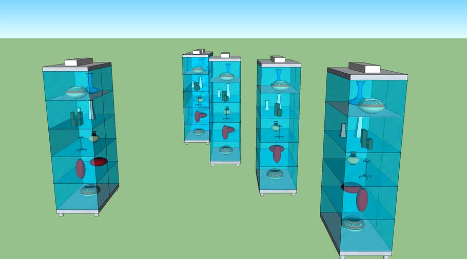 Tableau Display AC cabinet with objects 3d model