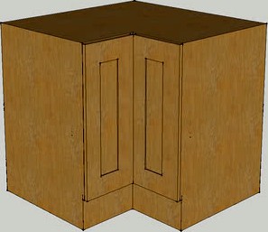 WIDE FRAME OAK KITCHEN RANGE 'L' SHAPED BASE UNIT 3d model
