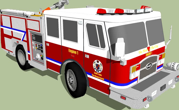 Short Fire Engine 3d model
