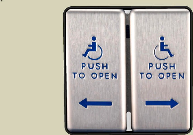 Dual vestibule push plates for automatic doors 3d model