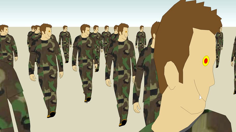 army of weird army guys 3d model