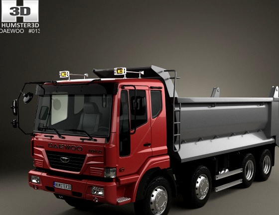 3D model of Daewoo Super Novus Tipper Truck 4-axle 2008