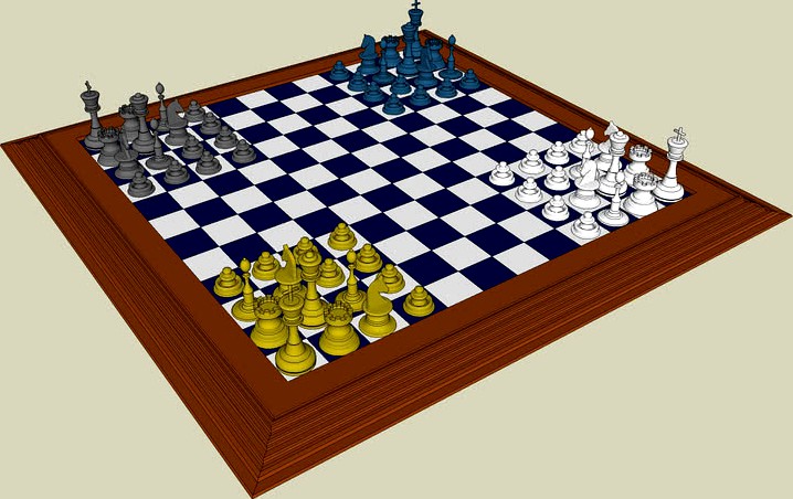 4 Player Chess Set 3d model