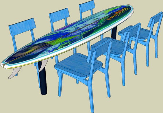 surfboard table design 3d model