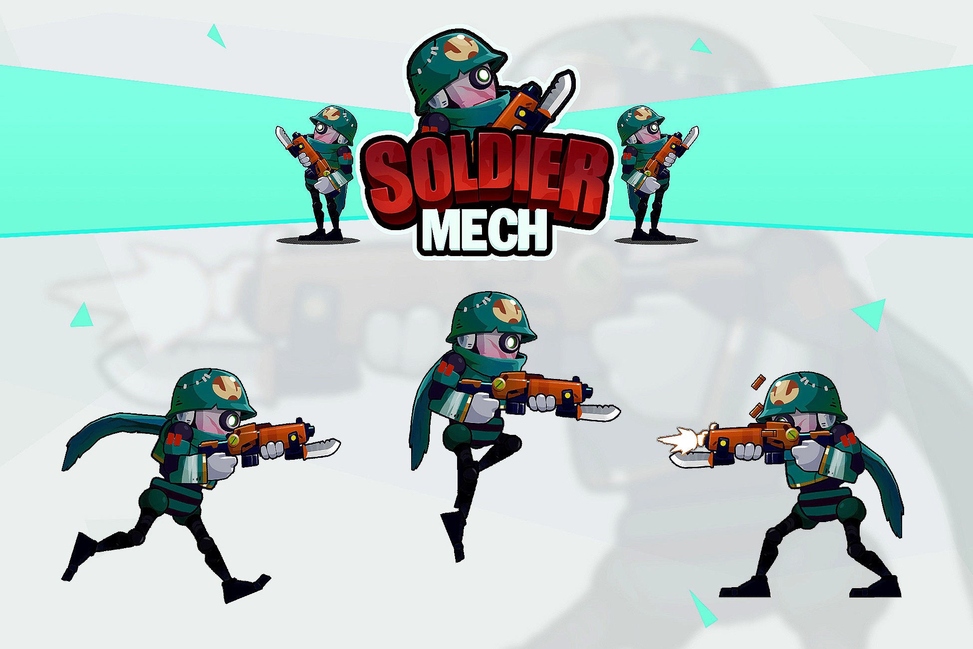 Spine 2D Animation - Mech Soldier Character Animation Pack 3d model