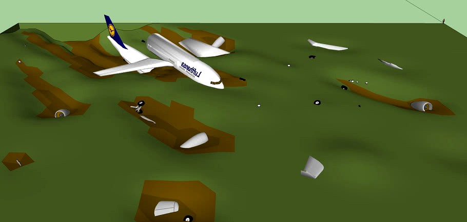 Plane crash 3d model