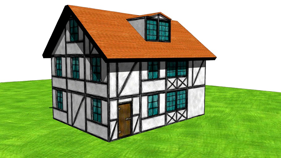 Timber frame house 3d model