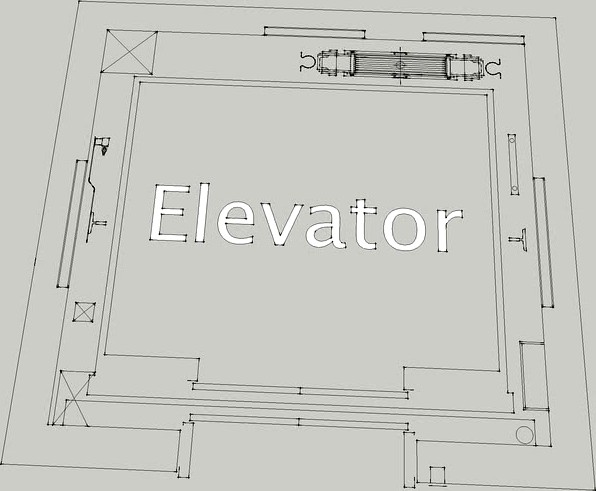 2d Front Center Opening Elevator 3d model
