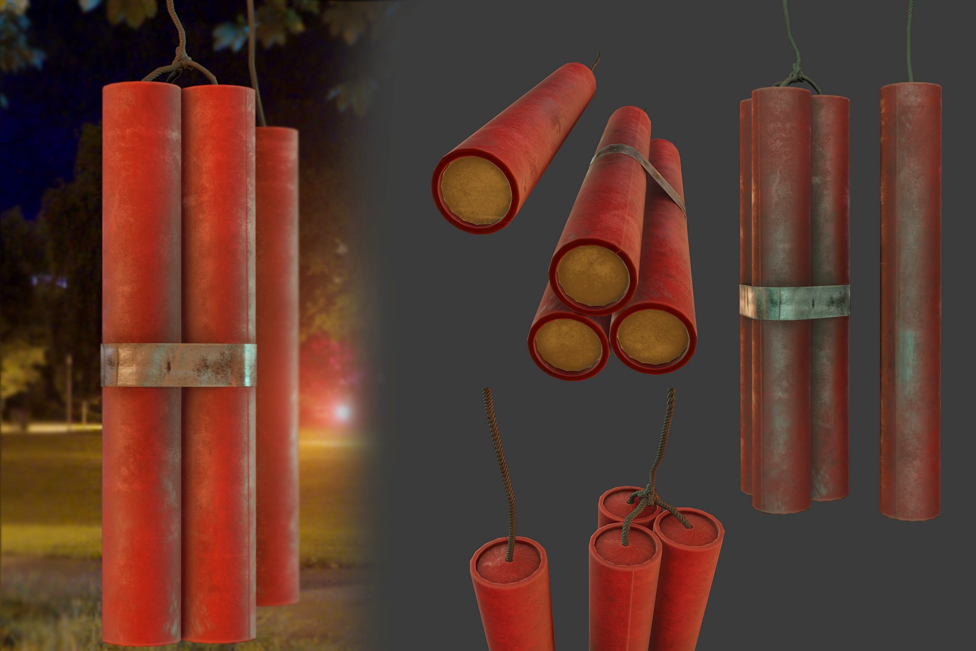 Dynamite PBR Low Poly Asset Pack 3d model