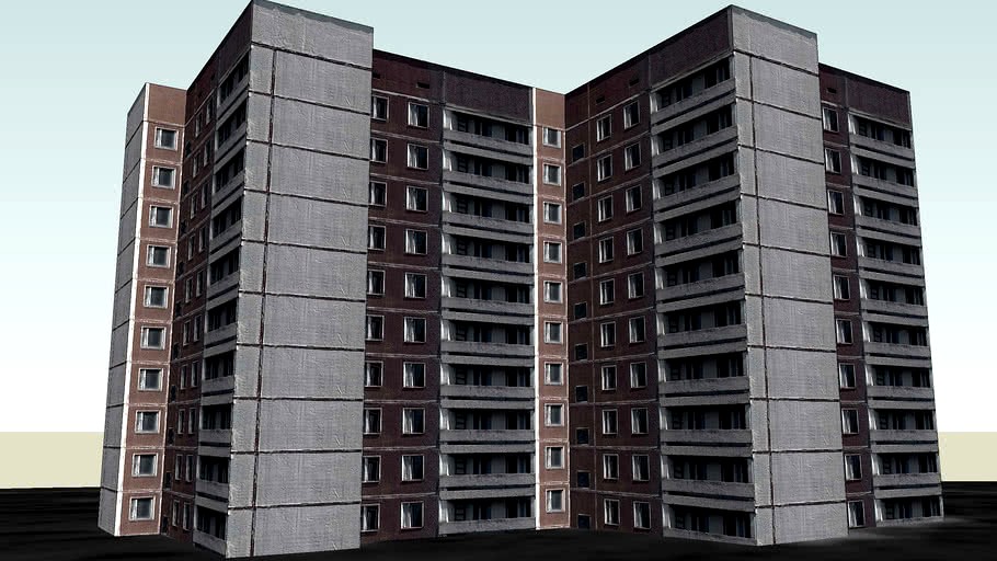 Pripyat building (21) 51°24'21.33'N 30° 2'47.46'E 3d model