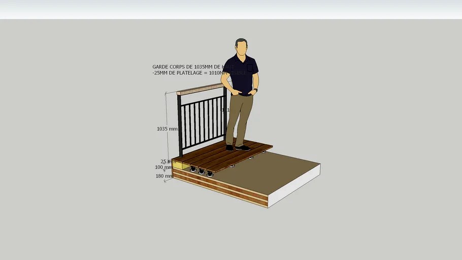 GARDE CORPS ACIER POSE FRANCAISE / FRENCH FITTED STEEL GUARD 3d model