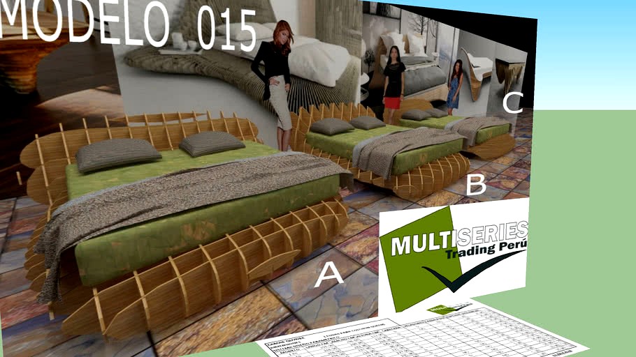 parametric furniture - CAMA 15 bed - planos de despiece en dxf y cdr ...