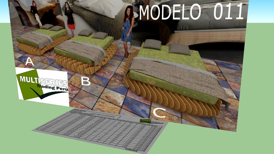 parametric furniture - CAMA 11 bed - planos de despiece en dxf y cdr ...
