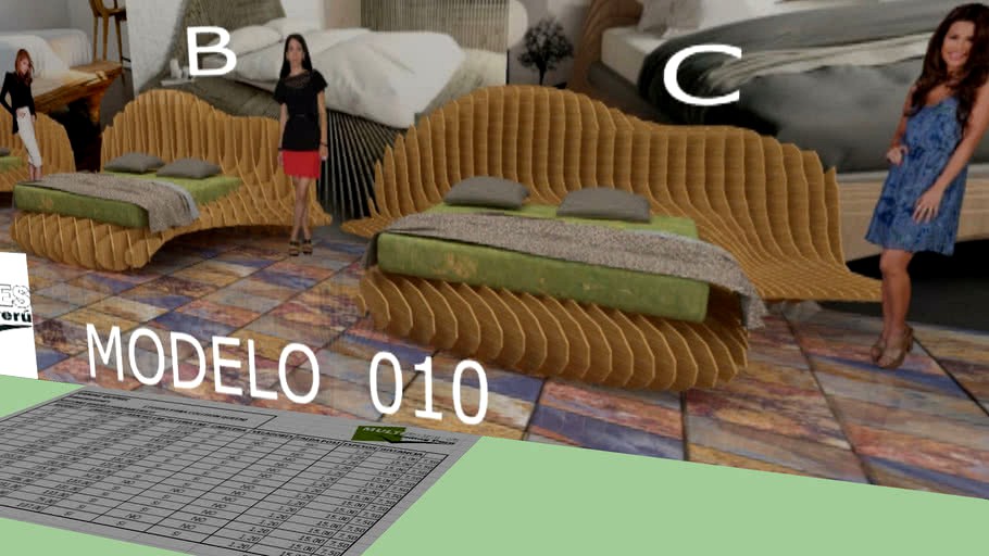 parametric furniture - CAMA 10 bed - planos de despiece en dxf y cdr ...
