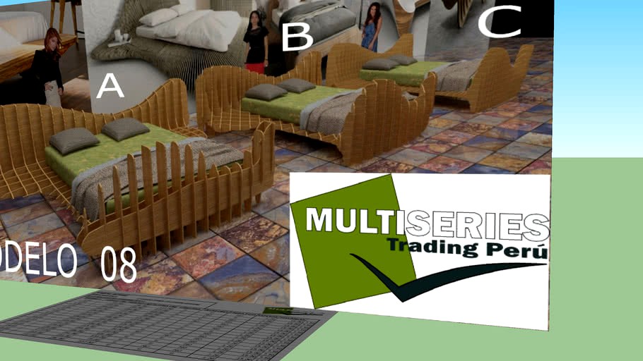 parametric furniture - CAMA 8 bed - planos de despiece en dxf y cdr CNC ...