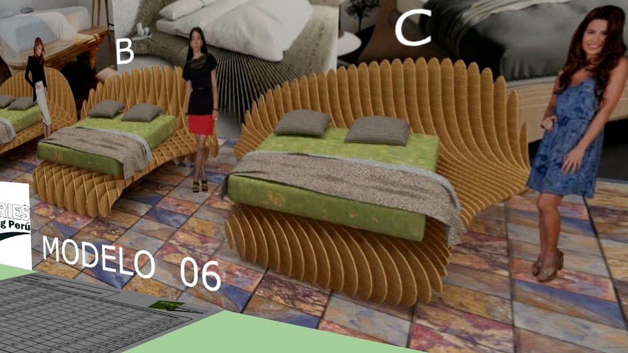 parametric furniture - CAMA 6 bed - planos de despiece en dxf y cdr CNC ...