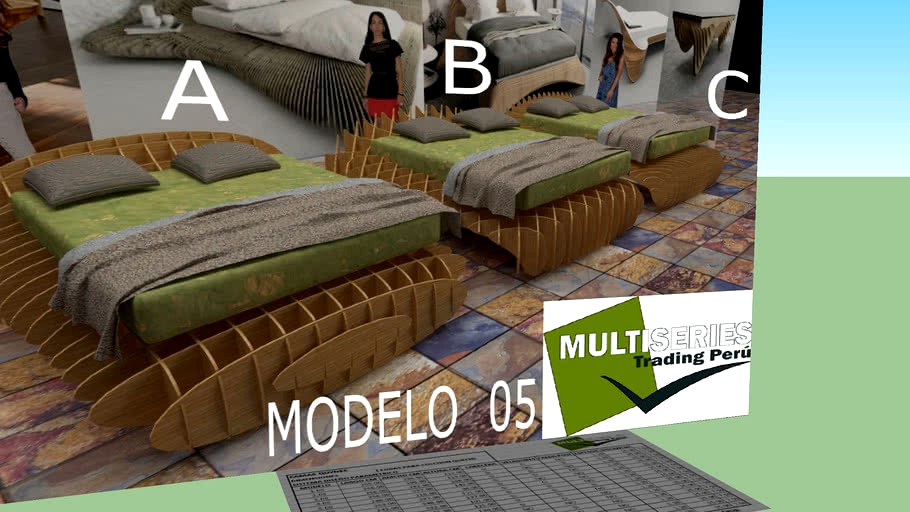 parametric furniture - CAMA 5 bed - planos de despiece en dxf y cdr CNC ...