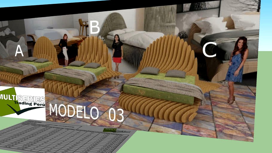 parametric furniture - CAMA 2 bed - planos de despiece en dxf y cdr CNC ...