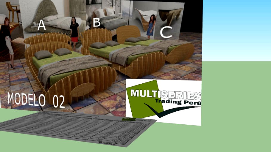 parametric furniture - CAMA 2 bed - planos de despiece en dxf y cdr CNC ...