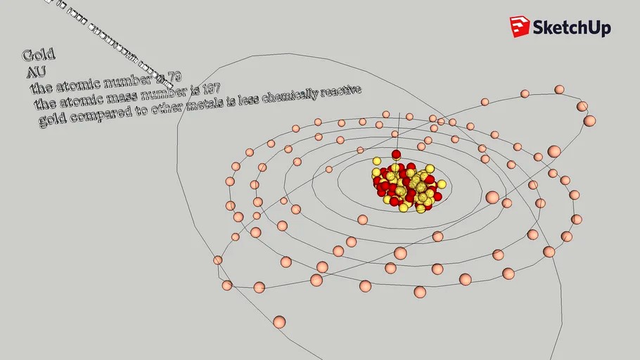 gold atomic model 3d