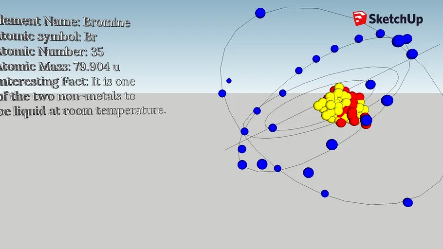 Bromine atomic model 3d
