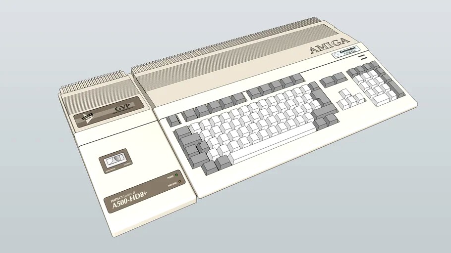 Commodore Amiga 500 plus with HD8+ External Hard Drive 3d model