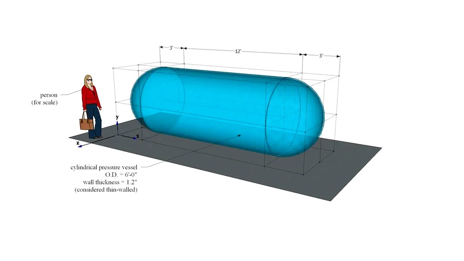 MechMat - Cylindrical Pressure Vessel (LE08) 3d model