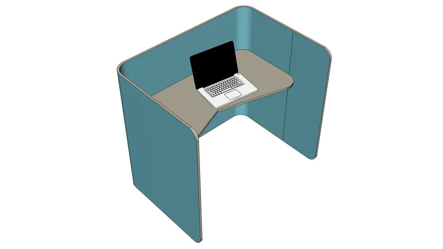 simple office workstation 3d model