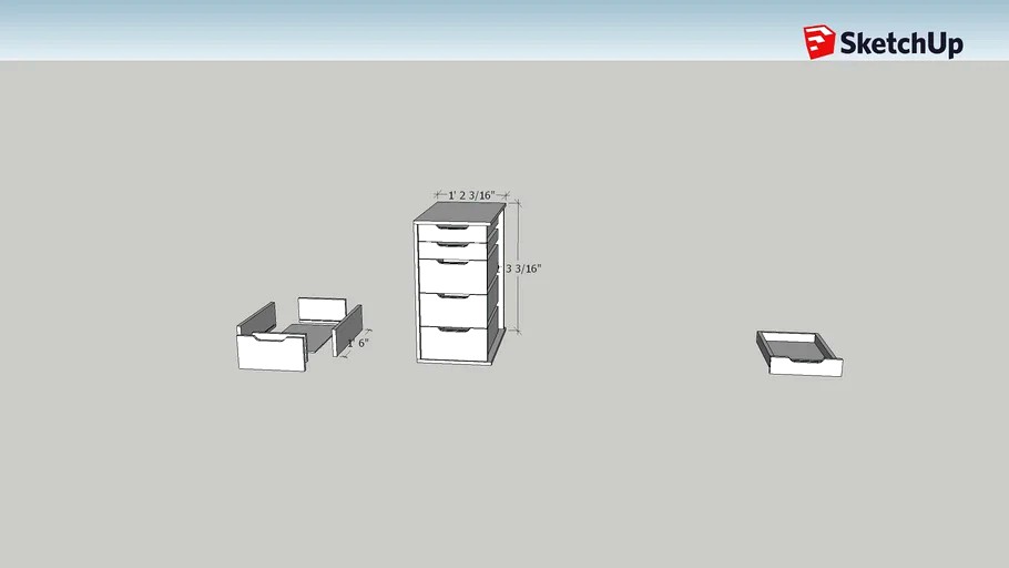 ikea alex drawer 3d model