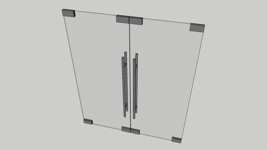 Double Leaf Glass Door 1700 x 2100 3d model