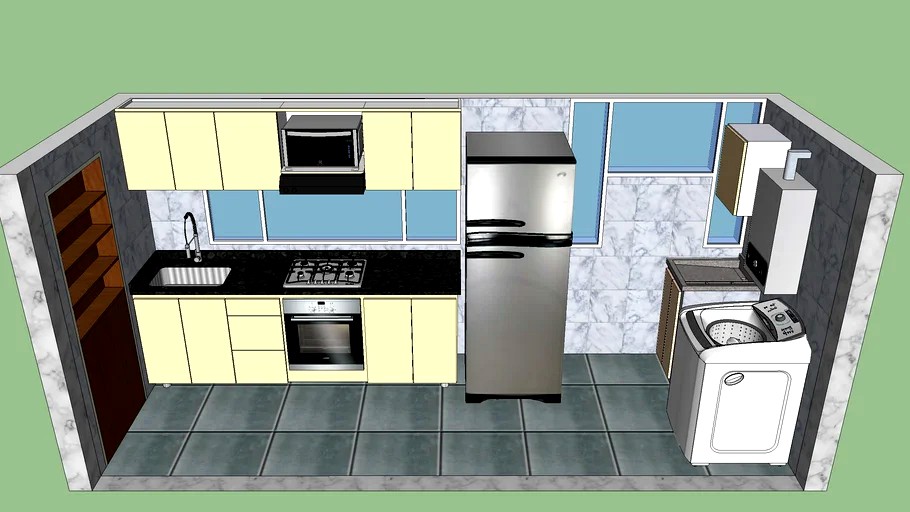 COCINA INTEGRAL LINEAL 3d model