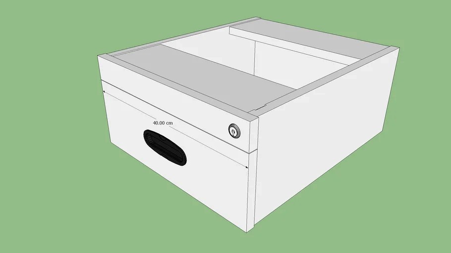Gaveteiro fixo 40 cm 1 gaveta com puxador embutido 3d model
