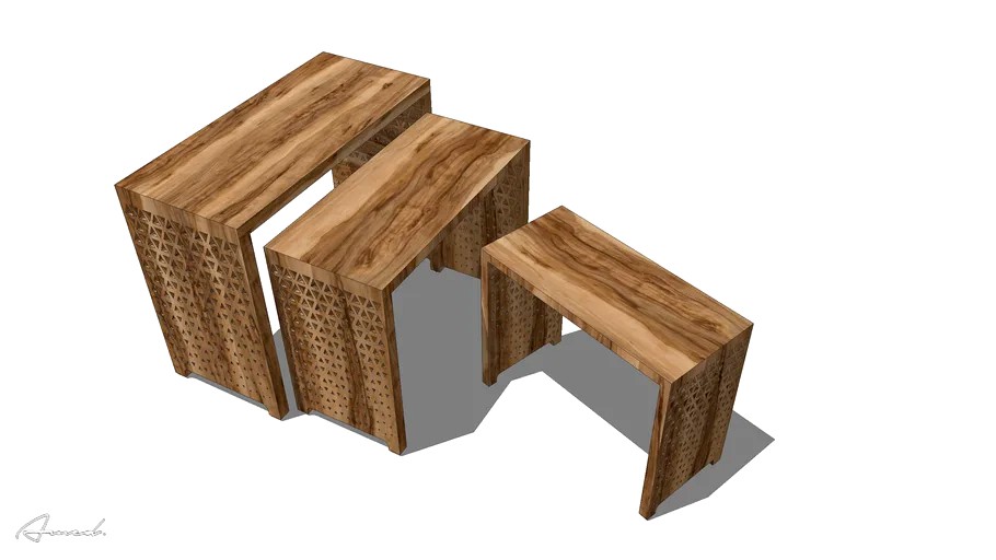 TABLE TRIPLETTE BOIS 3d model
