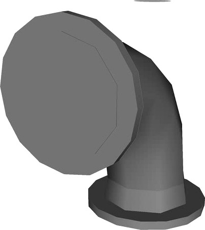 90 elbow, 10۝, low polygon with flange 3d model