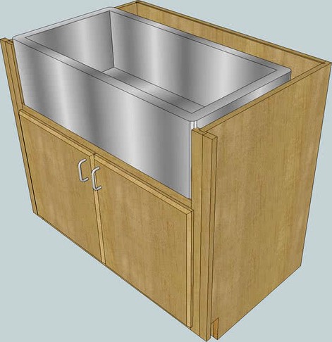Apron Sink Kitchen Base Cabinet 3d model