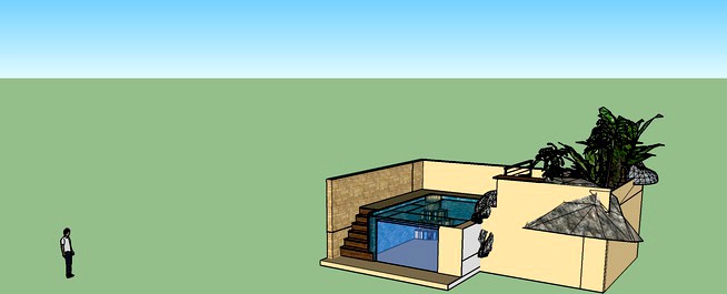 Swimming Pool with Waterfall 3d model