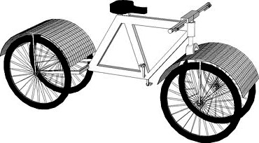 4 wheel bike frame and wheels 3d model