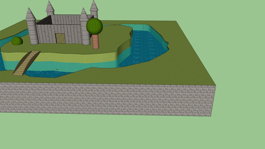 Castle with Moat 3d model