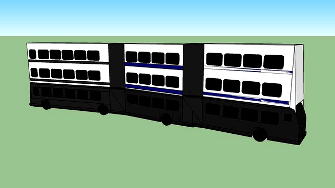 Triple deker double bendy bus 3d model