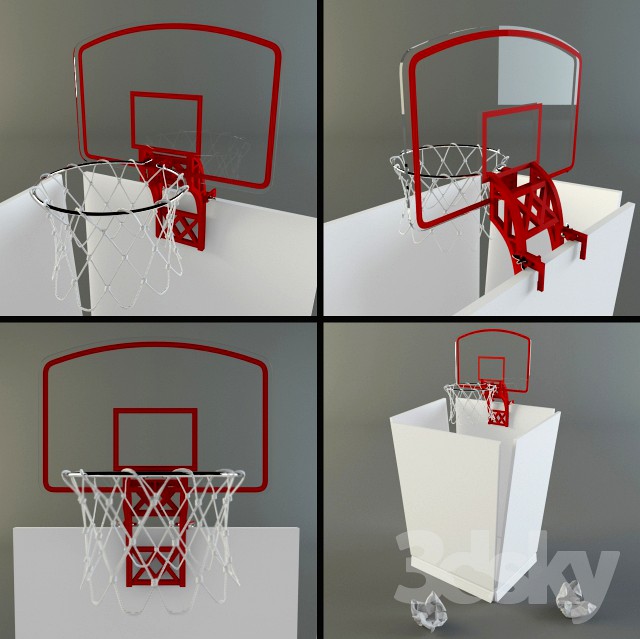 Basketball board for paper bin 3d model