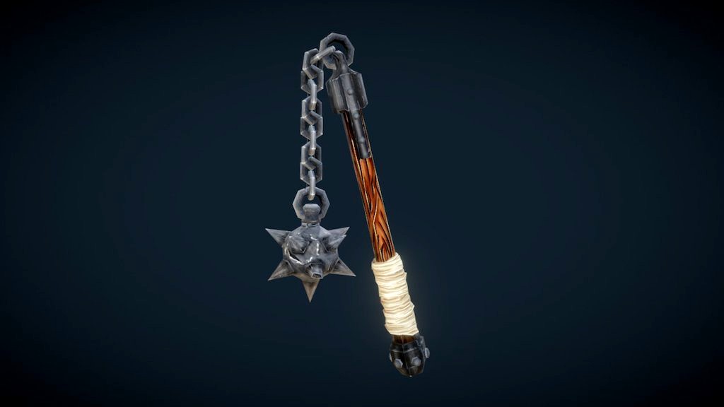 Medieval flail Hand painting 3d model