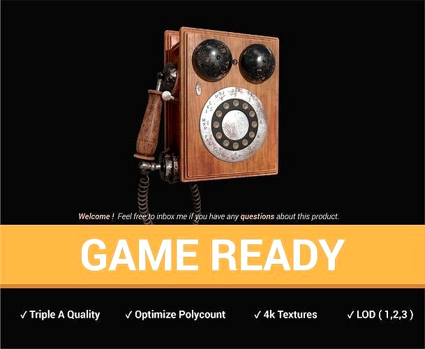 Wooden Antique Phone 3d model