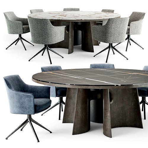 Poliform Kensington round table Stanford chair 3d model