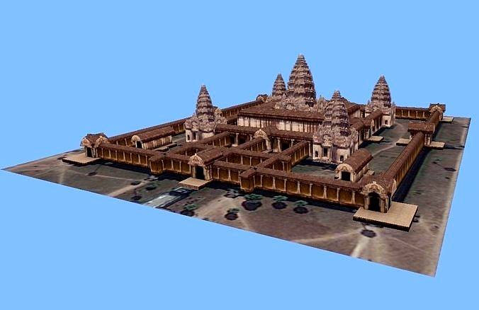 Angkor Wat monument Cambodia low-poly 3d model