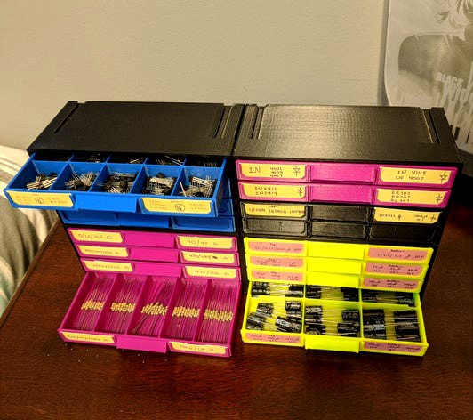 Stackable Resistor / Capacitor / Diode / LED Storage by JeSuisNerd 3d model