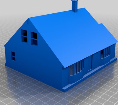 HO scale Levittown House by urhiggsboson 3d model
