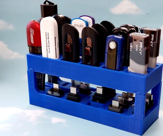 Double-Decker USB Flash Drive & Adapter Rack by RockyMtnMark 3d model